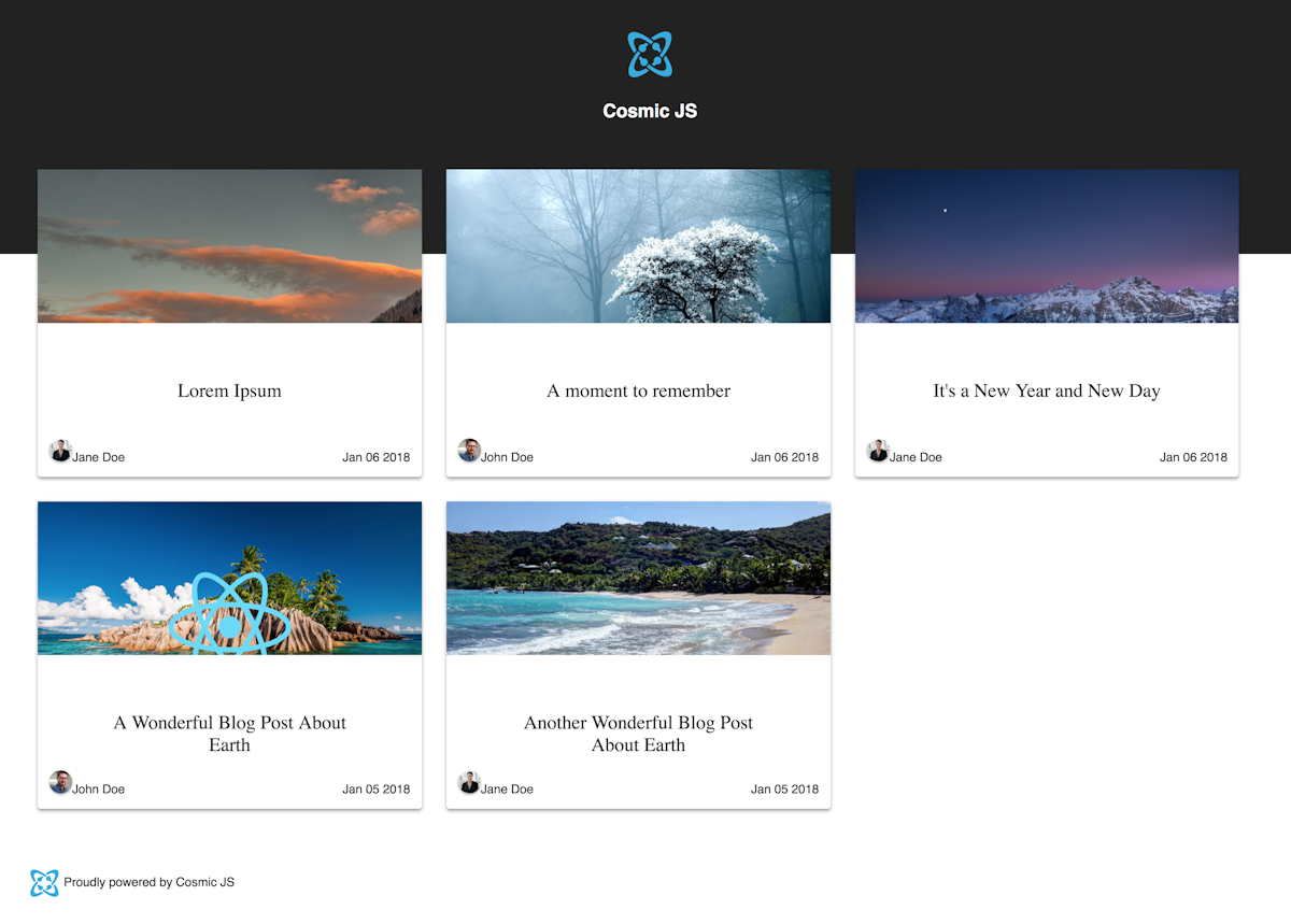 React Blog - Templates | Cosmic