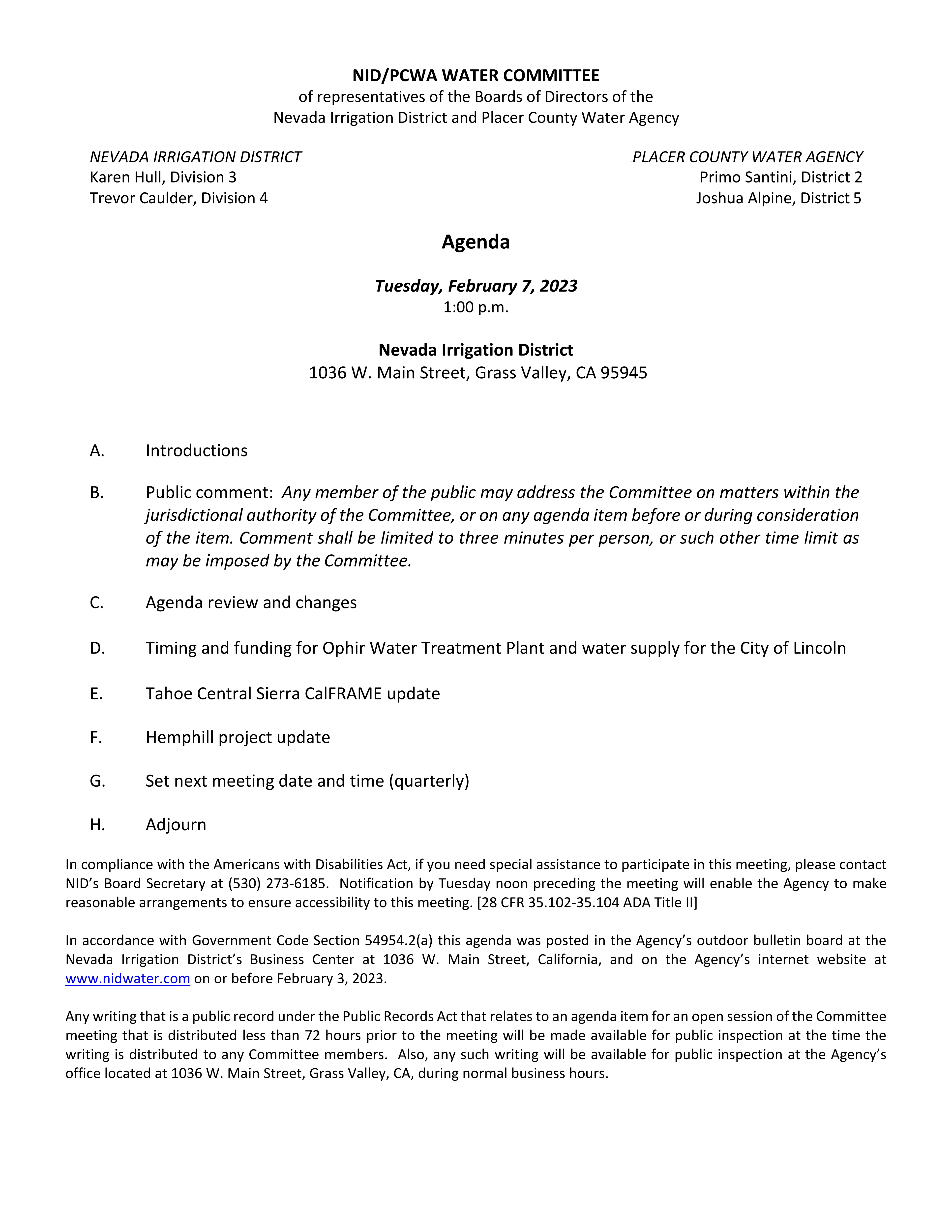 Board Agenda 2023-02-07-NID-PCWA-Water-Committee | pcwa.net