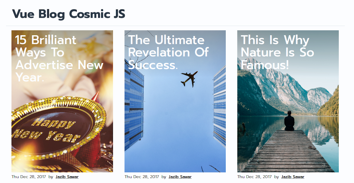 How to build a simple blog using Vue, Cosmic and deploy to Netlify | Cosmic