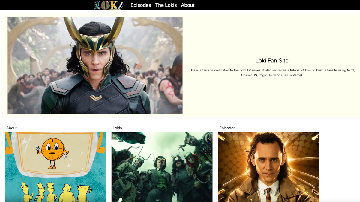 Nuxt Fan Site w/ Responsive Images - Templates | Cosmic