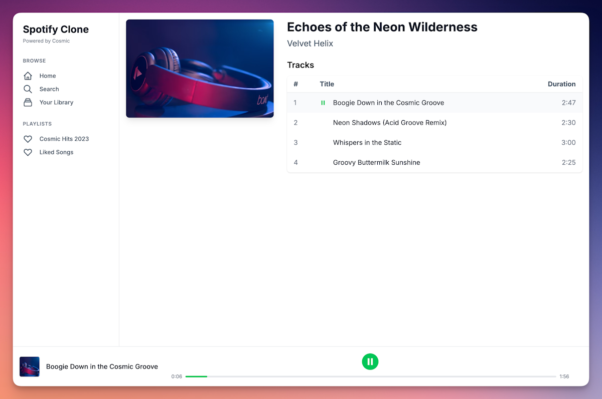 GitHub - cosmicjs/cosmic-spotify-clone: A Spotify clone powered by the Cosmic CMS