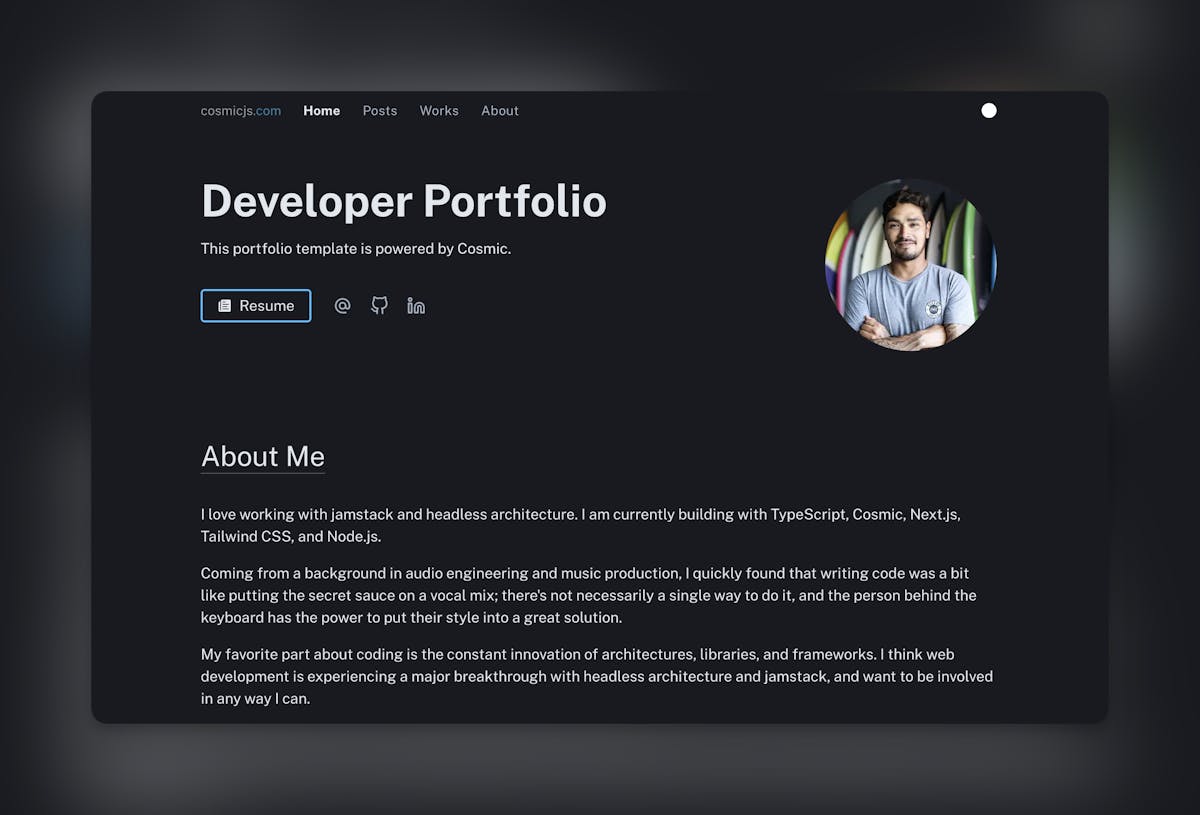 Creating A Developer Portfolio With Next Js And Cosmic Cosmic